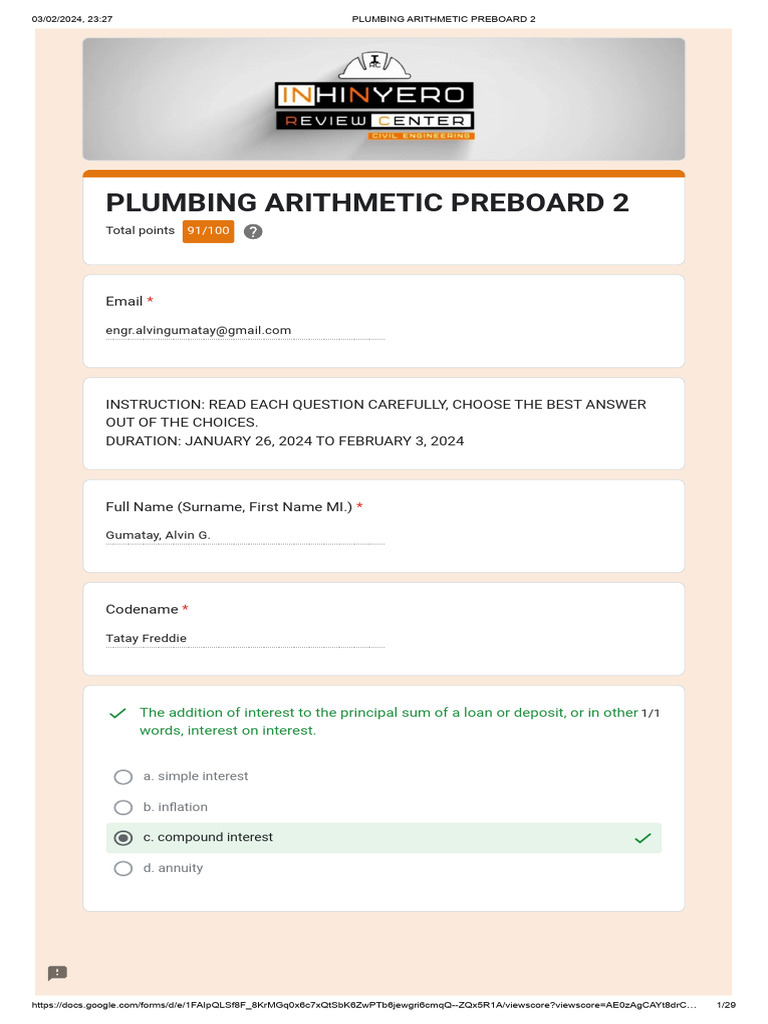 Irc Plumbing Arithmetic Preboard 2 | PDF | Cartesian Coordinate System ...