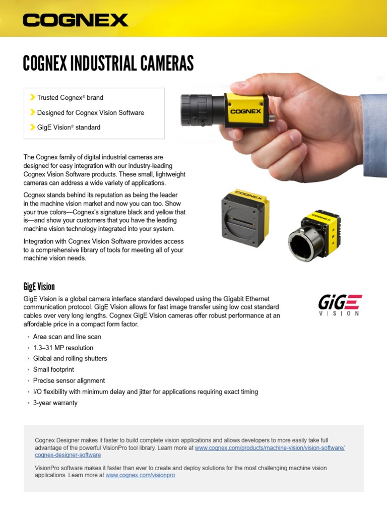Cognex Industrial Cameras Datasheet | PDF | Camera | Pixel