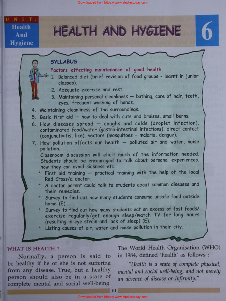 ICSE Class 6 Biology Chapter 6 Health and Hygiene | PDF