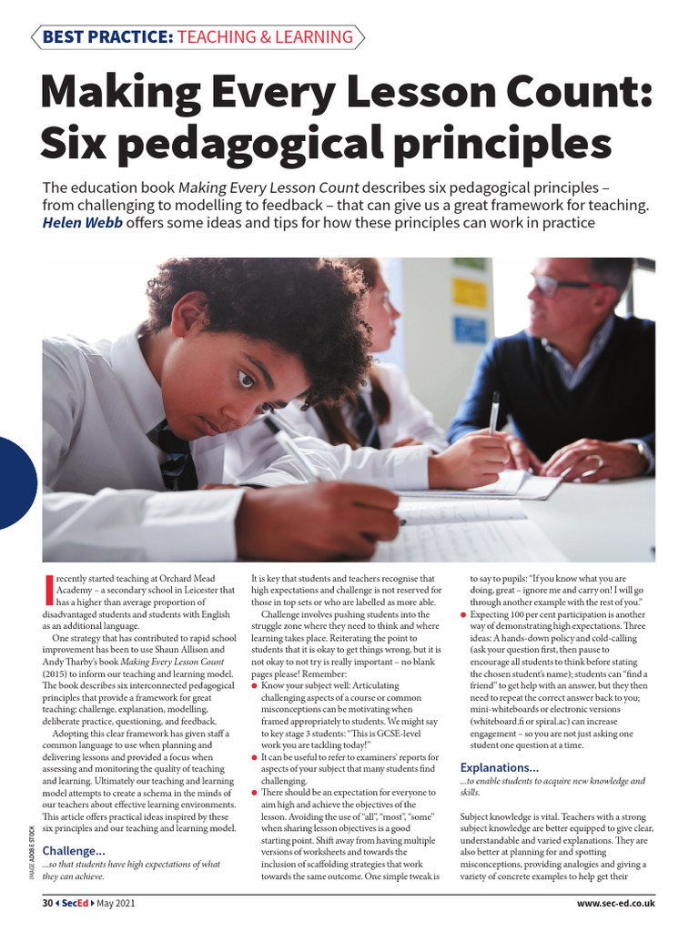 Webb 2021 Making Every Lesson Count Six Pedagogical Principles | PDF ...