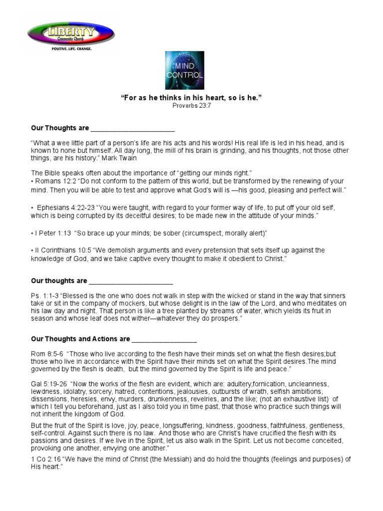 Mind Control Handout | PDF | Peace | Envy