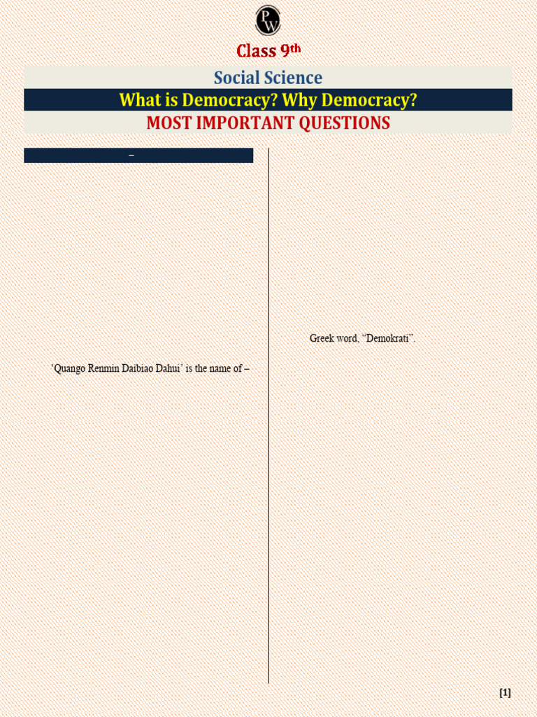 What Is Democracy Why Democracy Imp Questions | PDF | Democracy ...