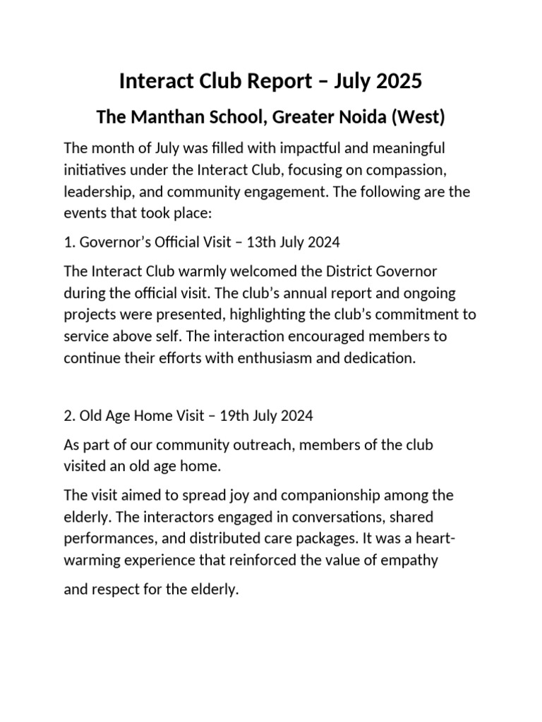Interact Club Report | PDF