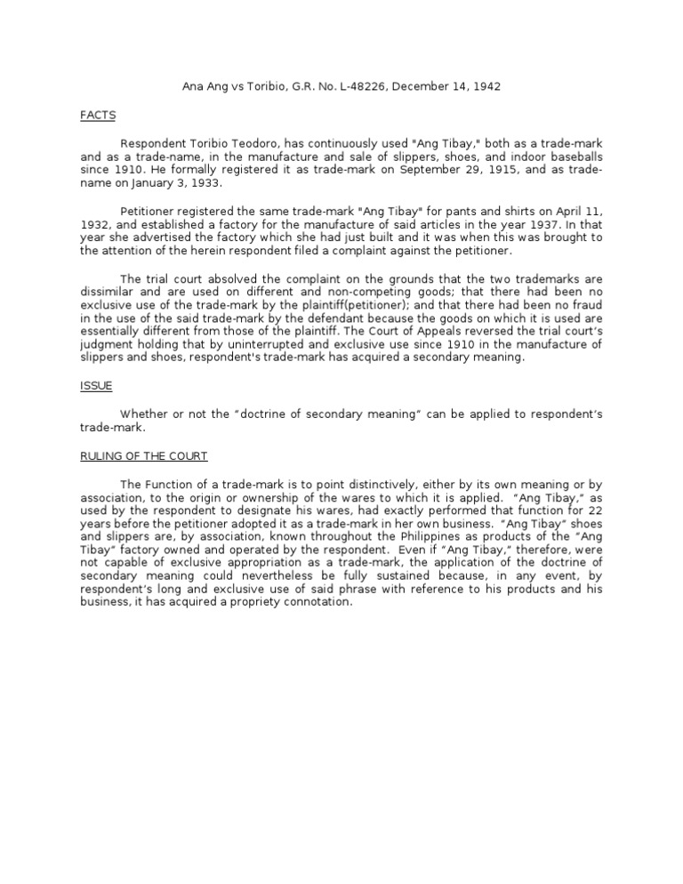 Ana Ang Vs Toribio Case Digest | PDF