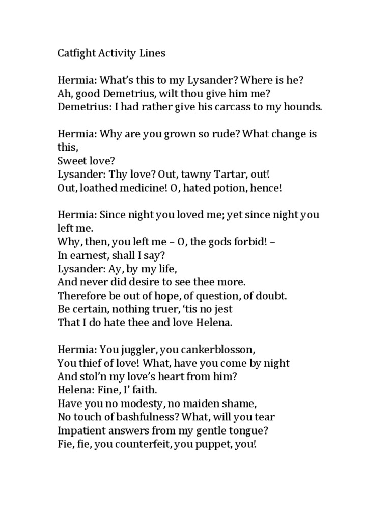 Hermia and Helena's Rivalry Scene | PDF | A Midsummer Night's Dream ...