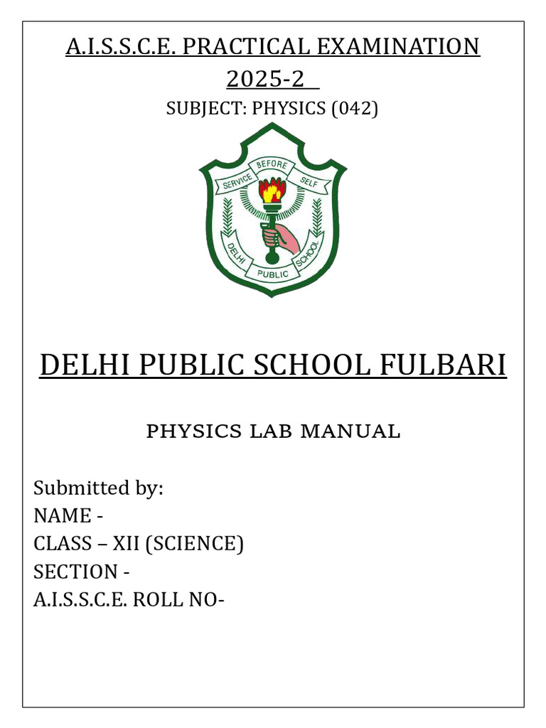 Front Page Format Practical File | PDF