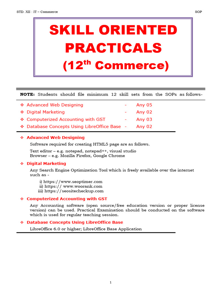 SOP - 12th Commerce | PDF