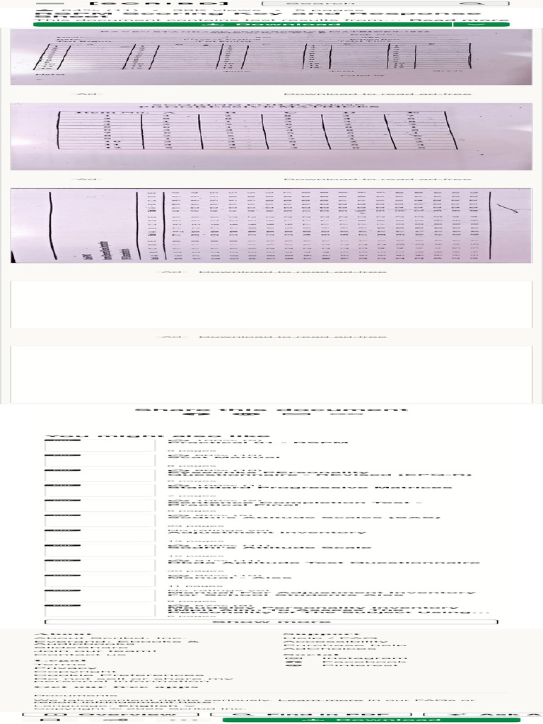 RSPM Scoring Key and Response Sheet PDF Tests Intelligence Quotient ...