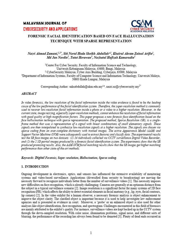 Forensic Facial Identification Based On Face Hallucination Technique ...
