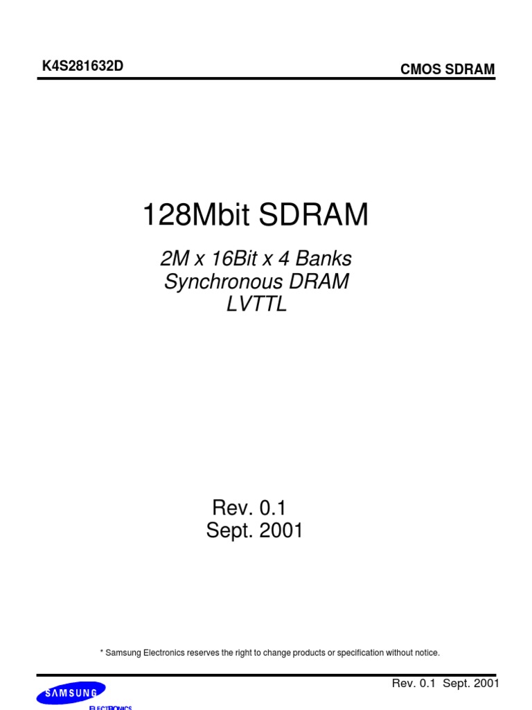 128mbit SDRAM: 2M X 16bit X 4 Banks Synchronous DRAM LVTTL | PDF ...