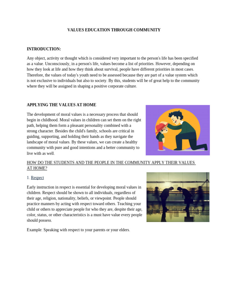 Values Education Through Community (Iris) | PDF | Value (Ethics) | Morality