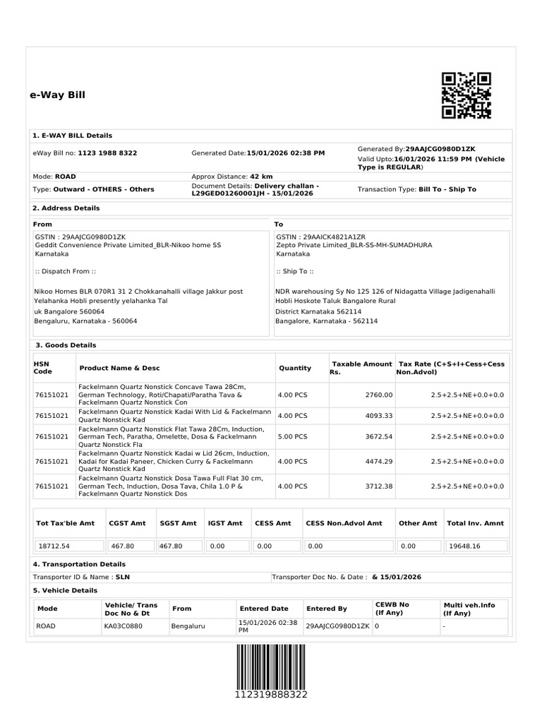 EWAY_BILL_2026-01-15T09-07-39.604743_SOSD4 | PDF | Cuisine | Indian Cuisine