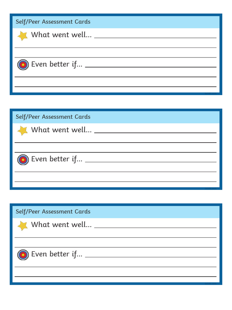 Peer and Self Reflection Cards | PDF