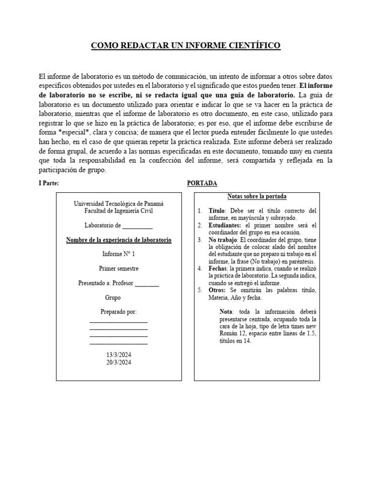 Formato de Informe 2026 | PDF | Laboratorios