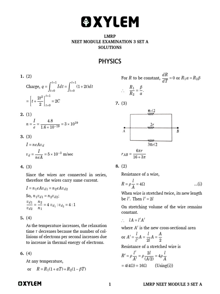 Lmrp Neet Module Exam_3_set a Solutions (1) | PDF | Redox | Series And ...