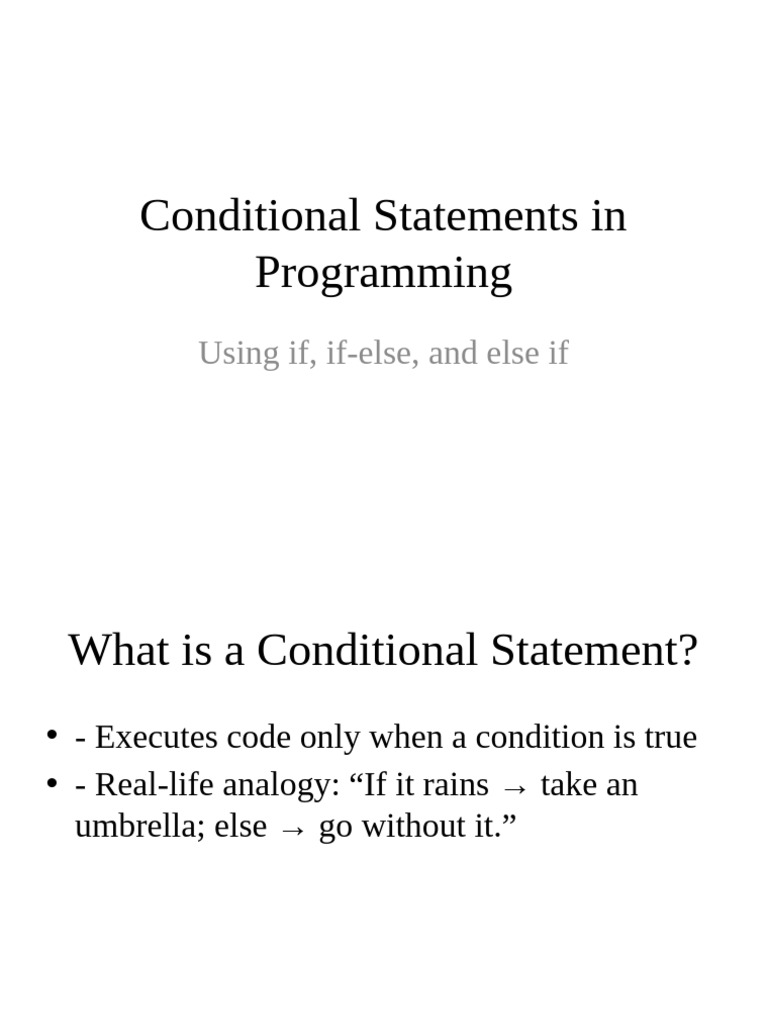 Conditional Statements | PDF