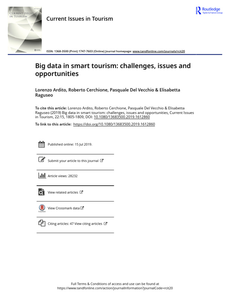 Big Data in Smart Tourism Challenges Issues and Opportunities | PDF ...