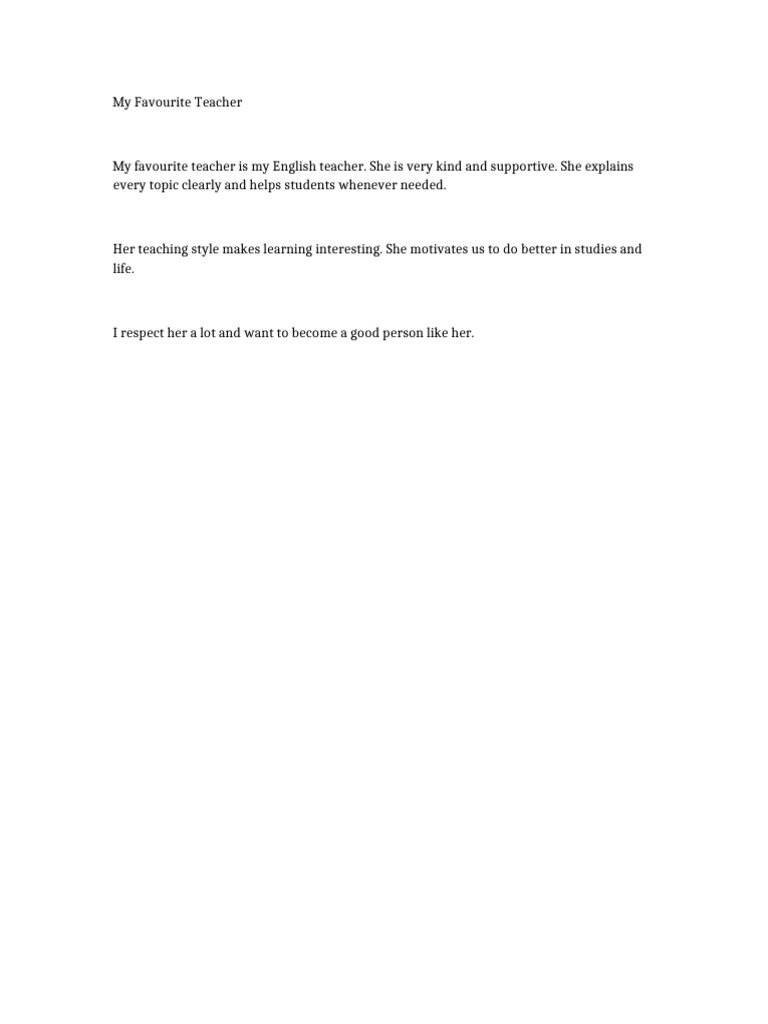 Document2 My Favourite Teacher | PDF