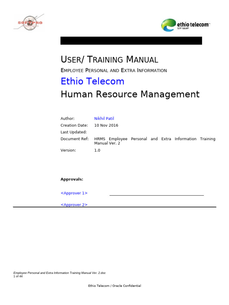 HRMS Employee Personal and Extra Information Training Manual Ver. 2 ...