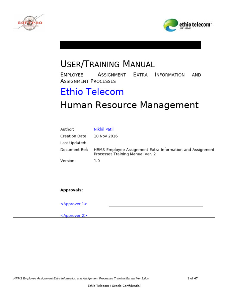 HRMS Employee Assignment Extra Information and Assignment Processes ...