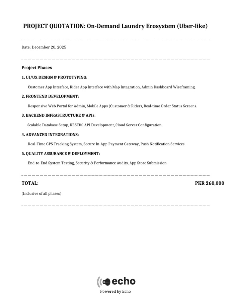 Project Quotation Echo Laundry | PDF
