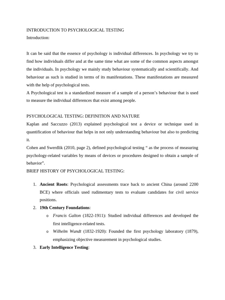Introduction To Psychological Testing | PDF | Psychology ...