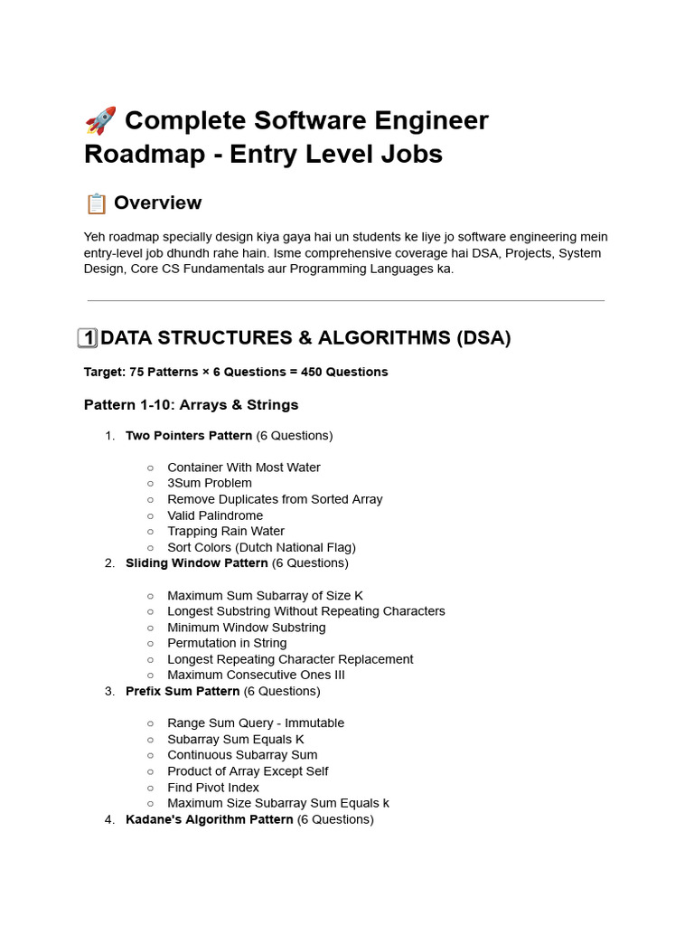 ? Complete Software Engineer Roadmap - Entry Level Jobs | PDF | Class ...