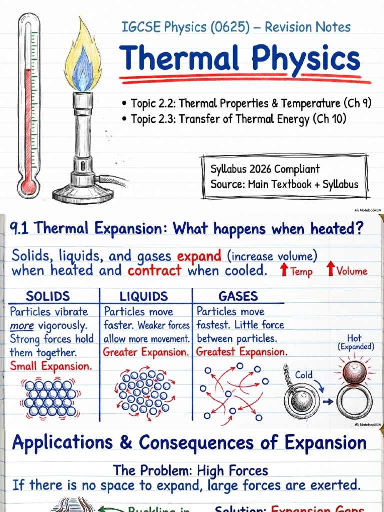IGCSE Physics Thermal Energy Notebooklm | PDF