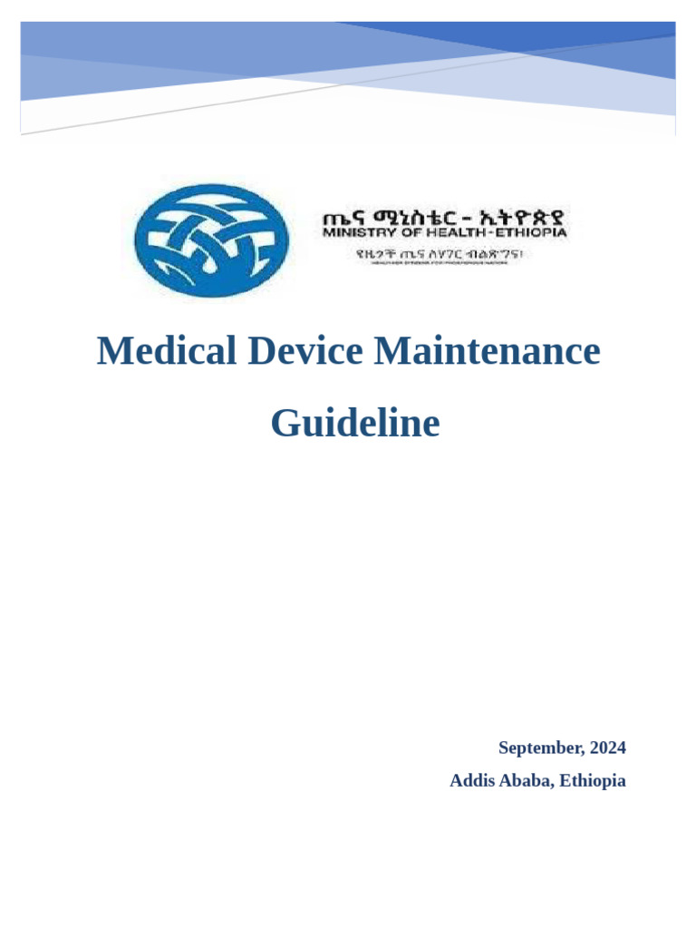 Medical Device Maintenance Guideline (Final) | PDF | Medical Device ...