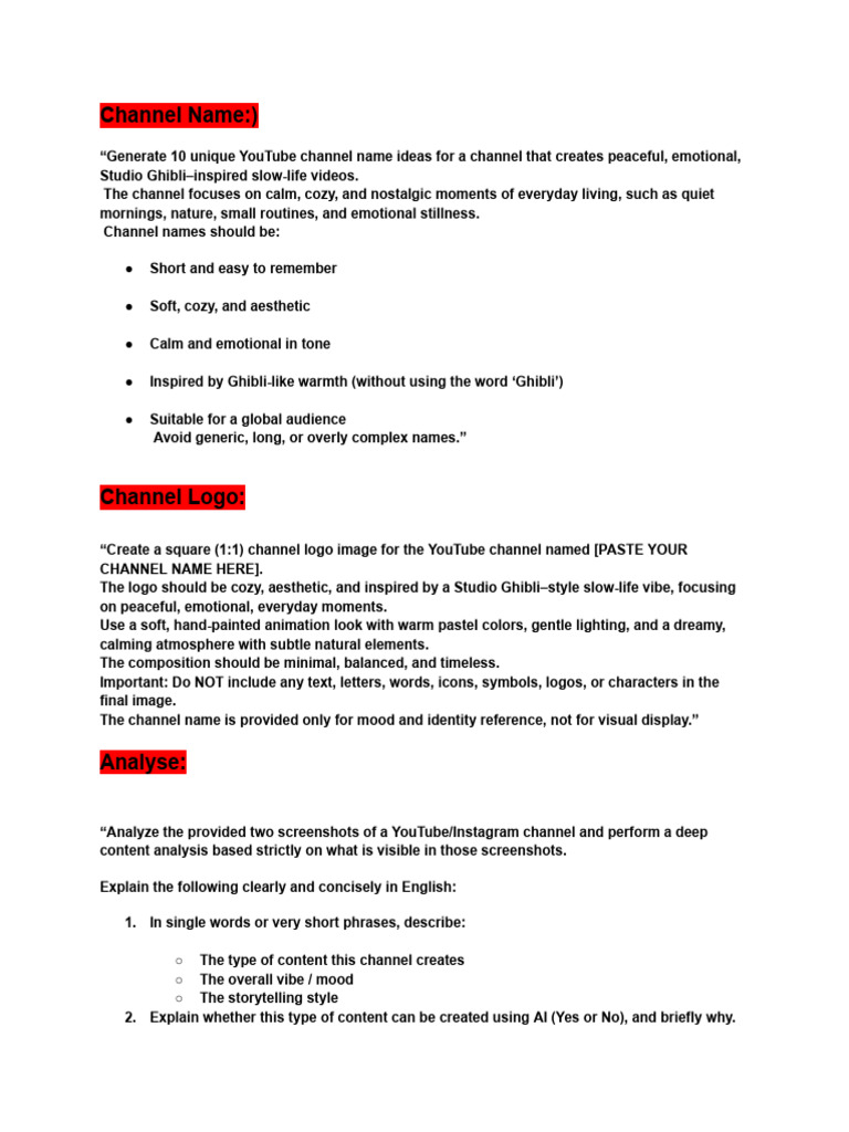 Youtube Video Prompt | PDF