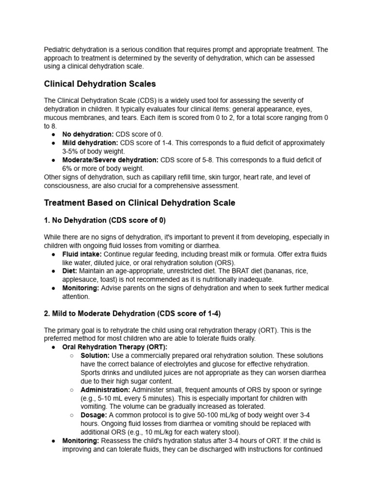 Clinical Dehydration Scale Treatment | PDF | Dehydration | Medical ...
