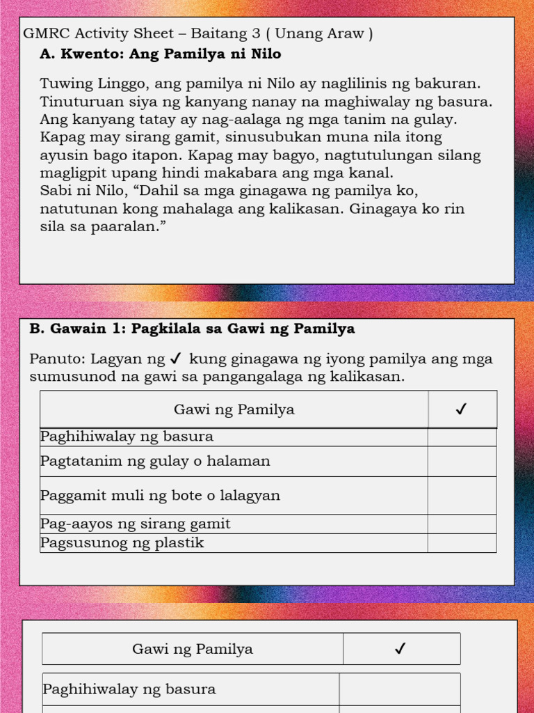 GMRC Activity Sheets | PDF