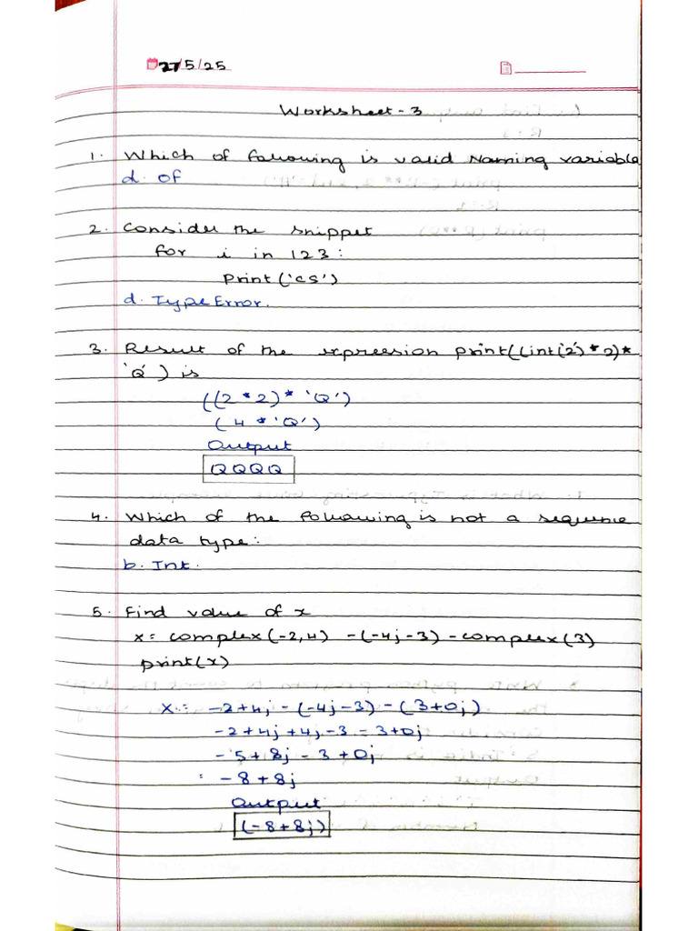 Computer Science Worksheet-3 | PDF