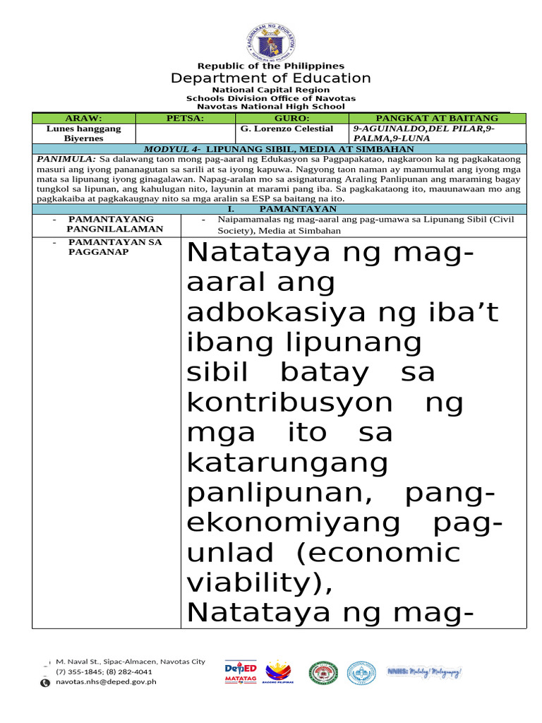 new -LP-Modyul-IV-Lipunang SIBIL, MEDIA AT | PDF