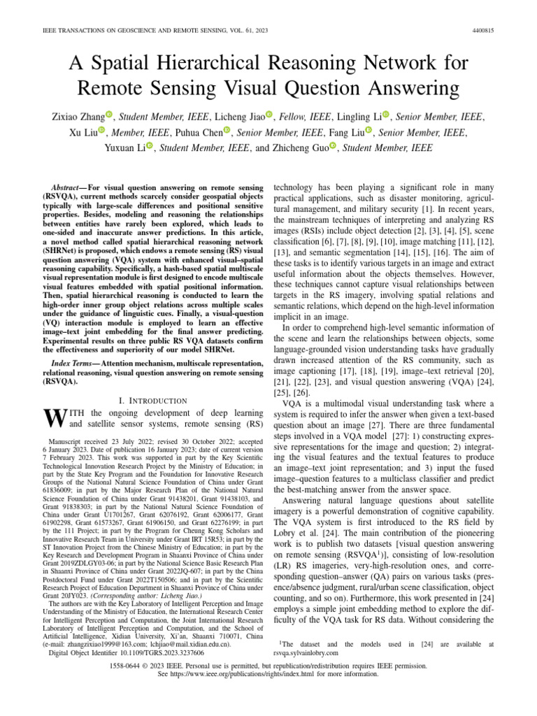 2023-3-TGRS A Spatial Hierarchical Reasoning Network For Remote Sensing ...