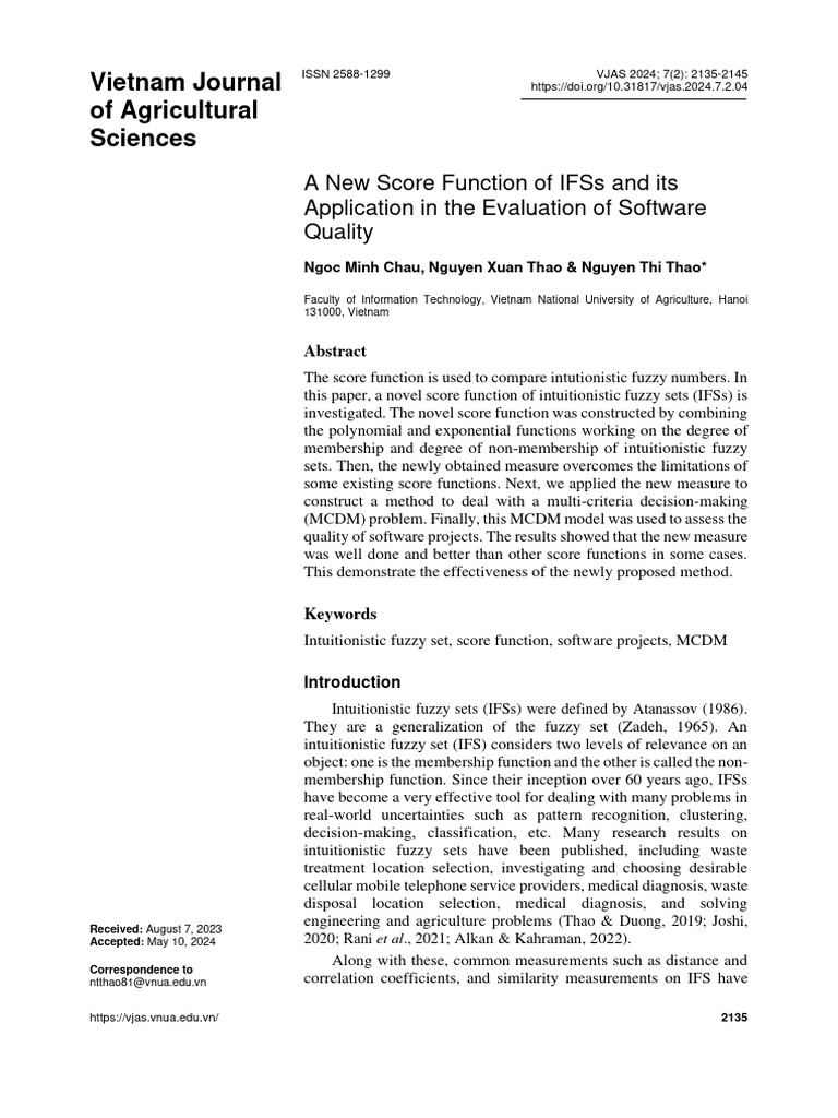 A New Score Function of IFSs and Its Application in The Evaluation of ...