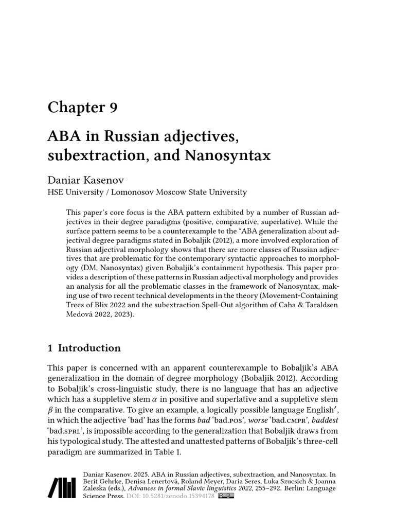 ABA Russian Adjectives, Subextract | PDF | Morphology (Linguistics ...