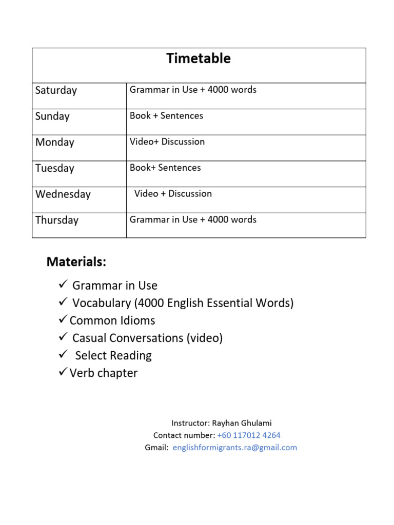 Timetable of Higher Level | PDF
