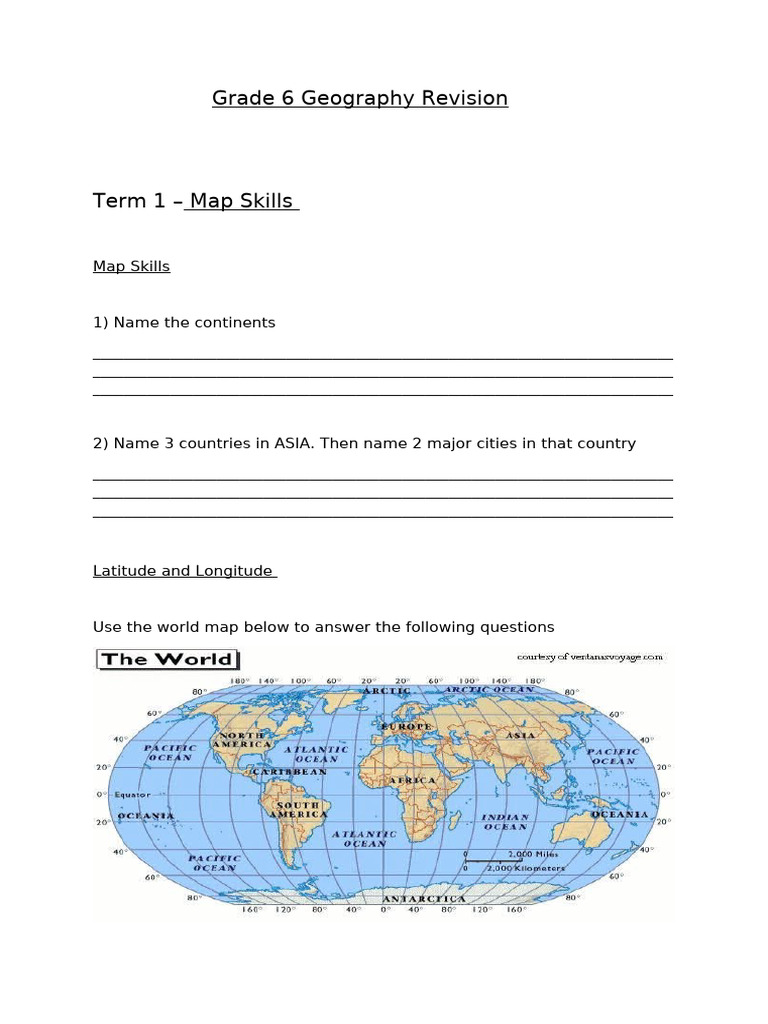 Grade 6 Geography Booklet | PDF | Longitude | Map