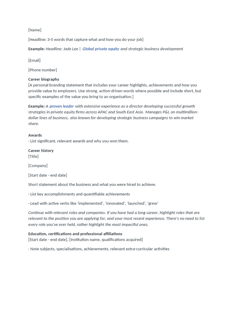 Resume Template Executive Level 1 | PDF