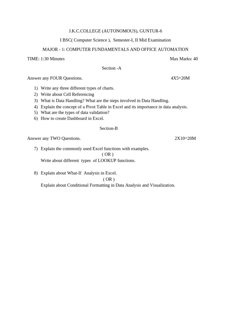 I BSC (Cfoa) Mid - II 2025 | PDF