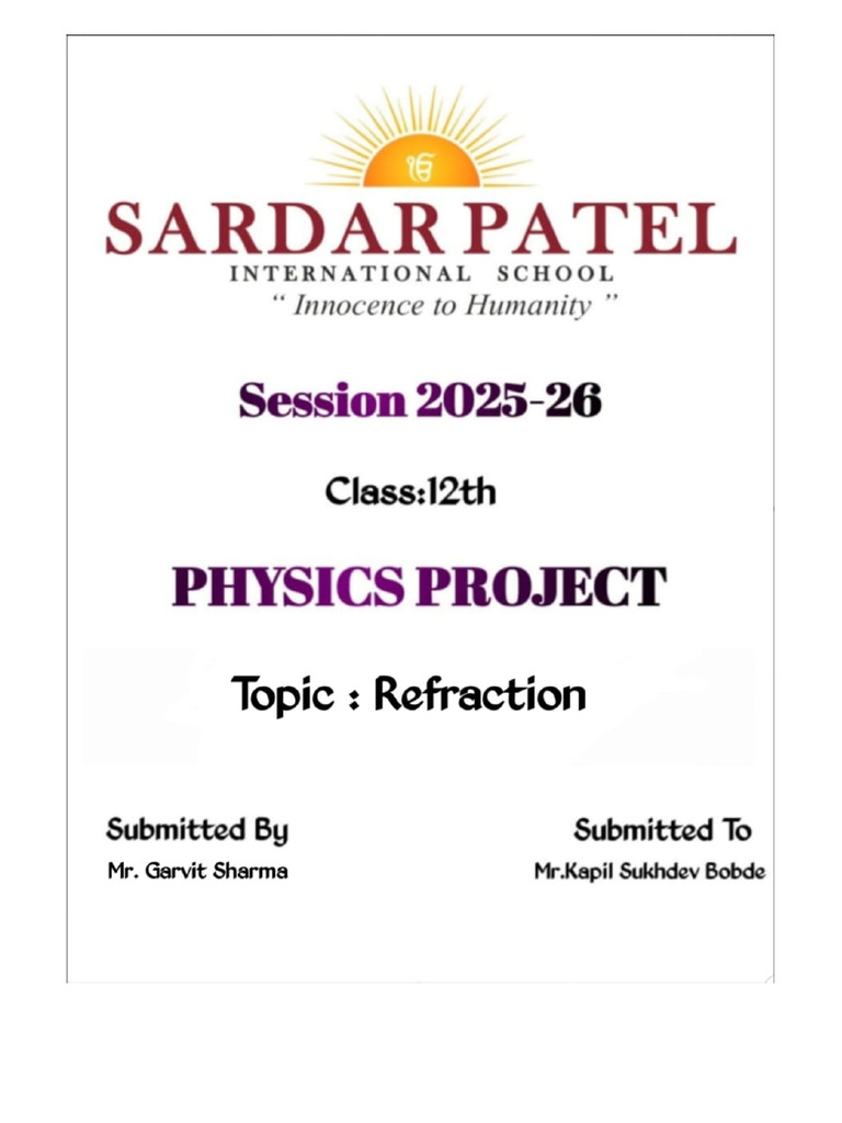 Physics Project Cover Page | PDF