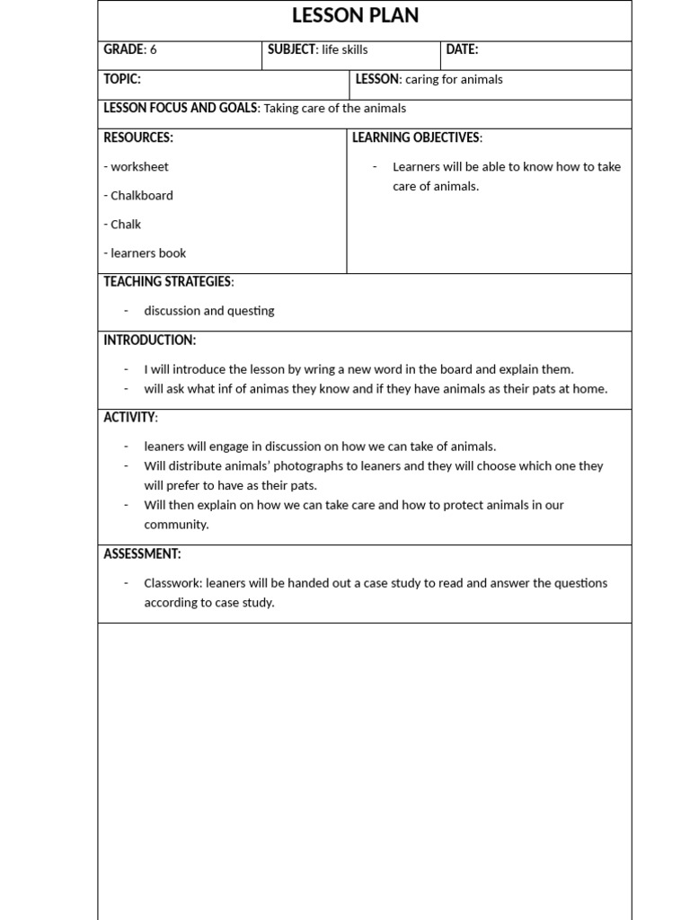 Life Skills Term 1lesson Plan | PDF