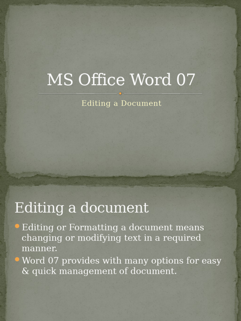 MS Office Word 07 Editing | PDF | Page Layout | Text
