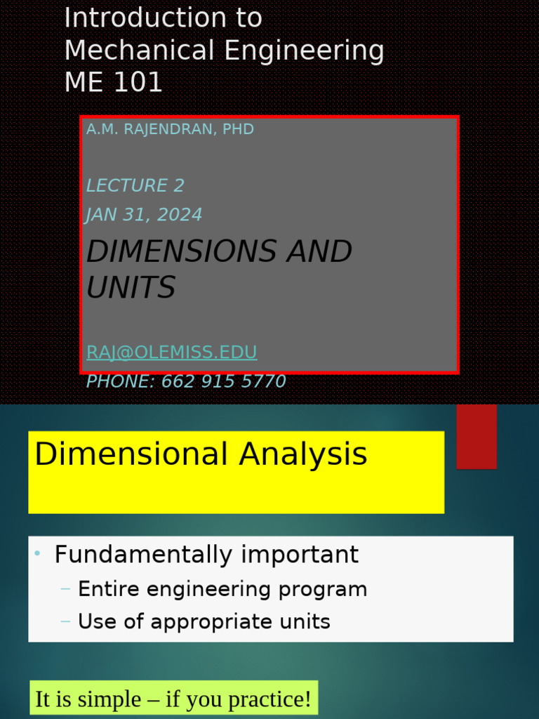 ME 101 - Second Lecture Spring 2024 | PDF | Force | Units Of Measurement
