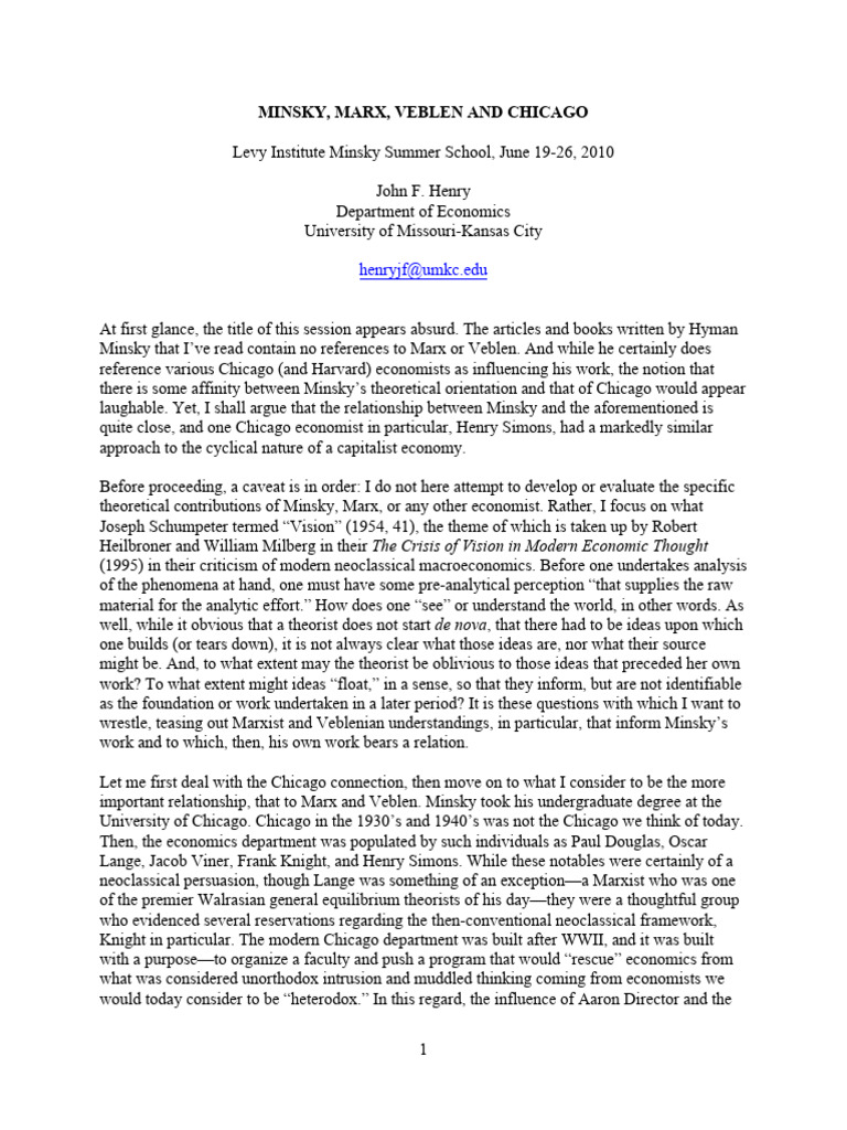 Minsky. by J. Henry | PDF | Capitalism | Business Cycle
