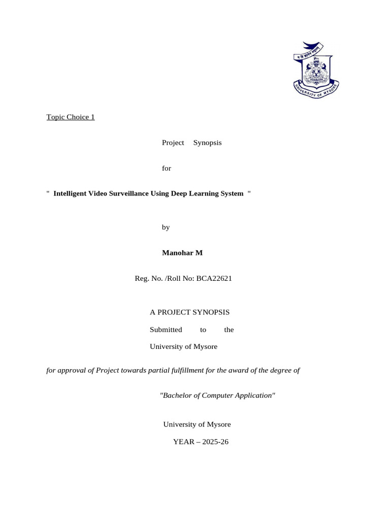 Project Sample Synopsis UOM BCA v.01 | PDF | Closed Circuit Television ...