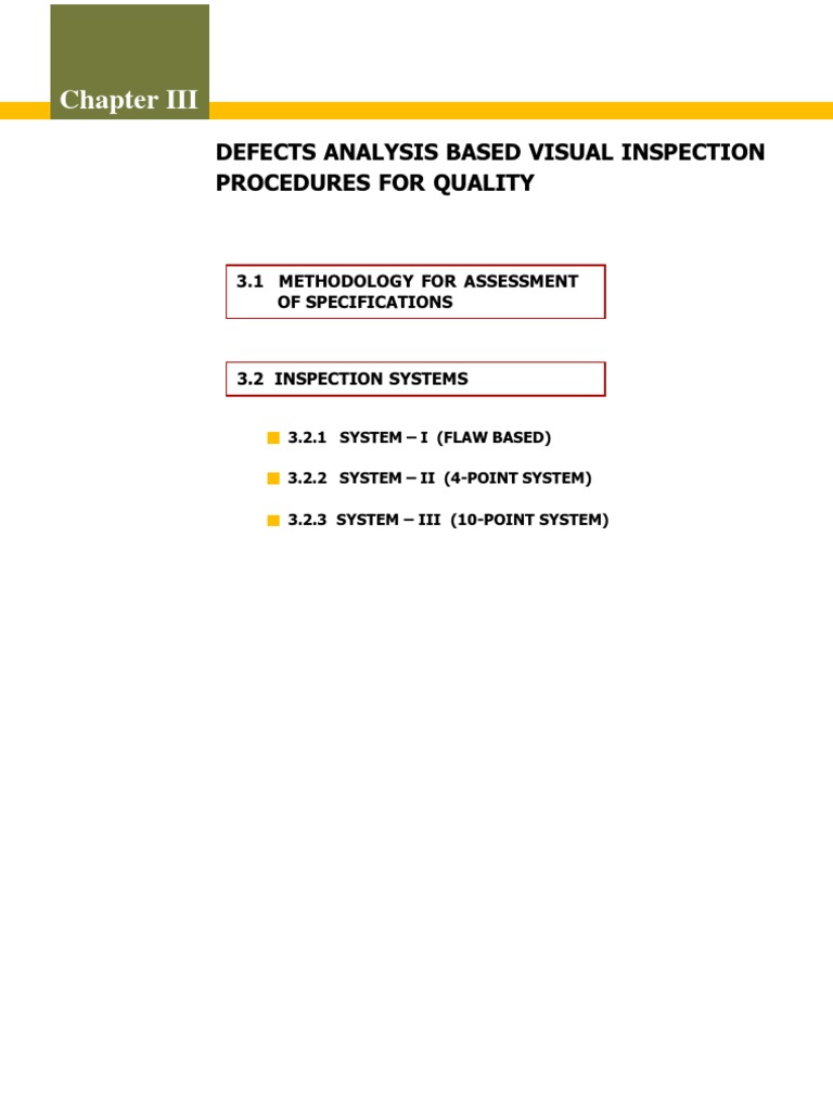 Defects Analysis Based Visual Inspection Procedures For Quality | PDF ...