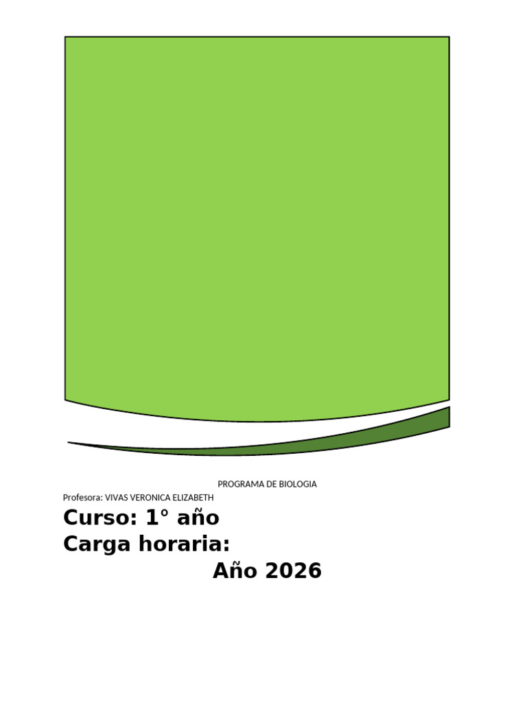 PROGRAMA DE BIOLOGIA DE 1 AÑO | PDF | Organismos | Evolución