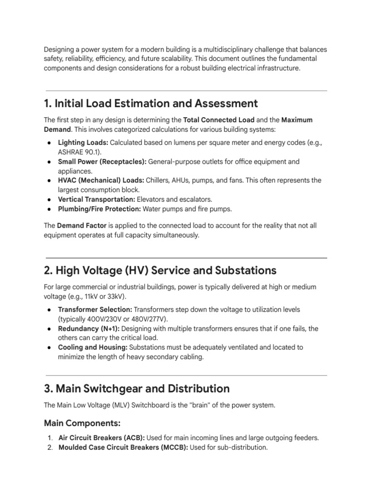 Building Power System Design Fundamentals | PDF | Electrical Equipment ...